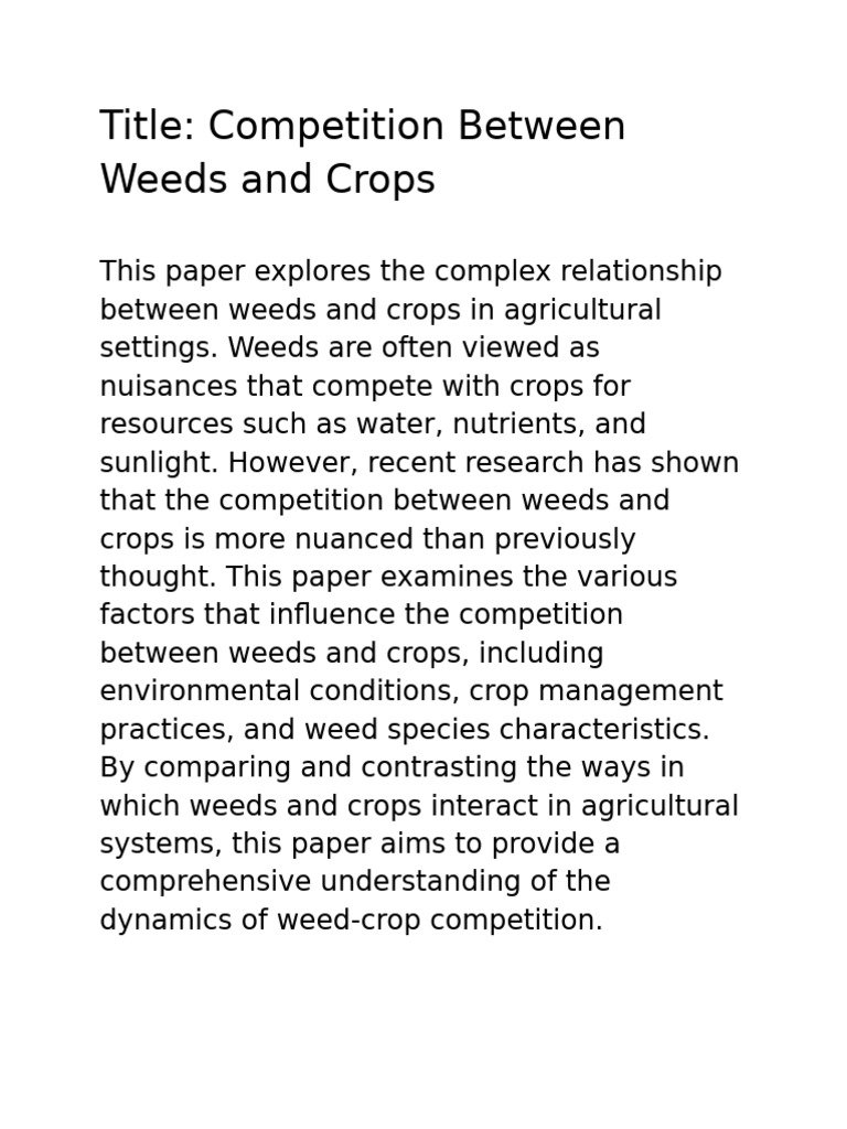 Weeds vs. Crops: Understanding Competition | PDF | Weed | Agriculture