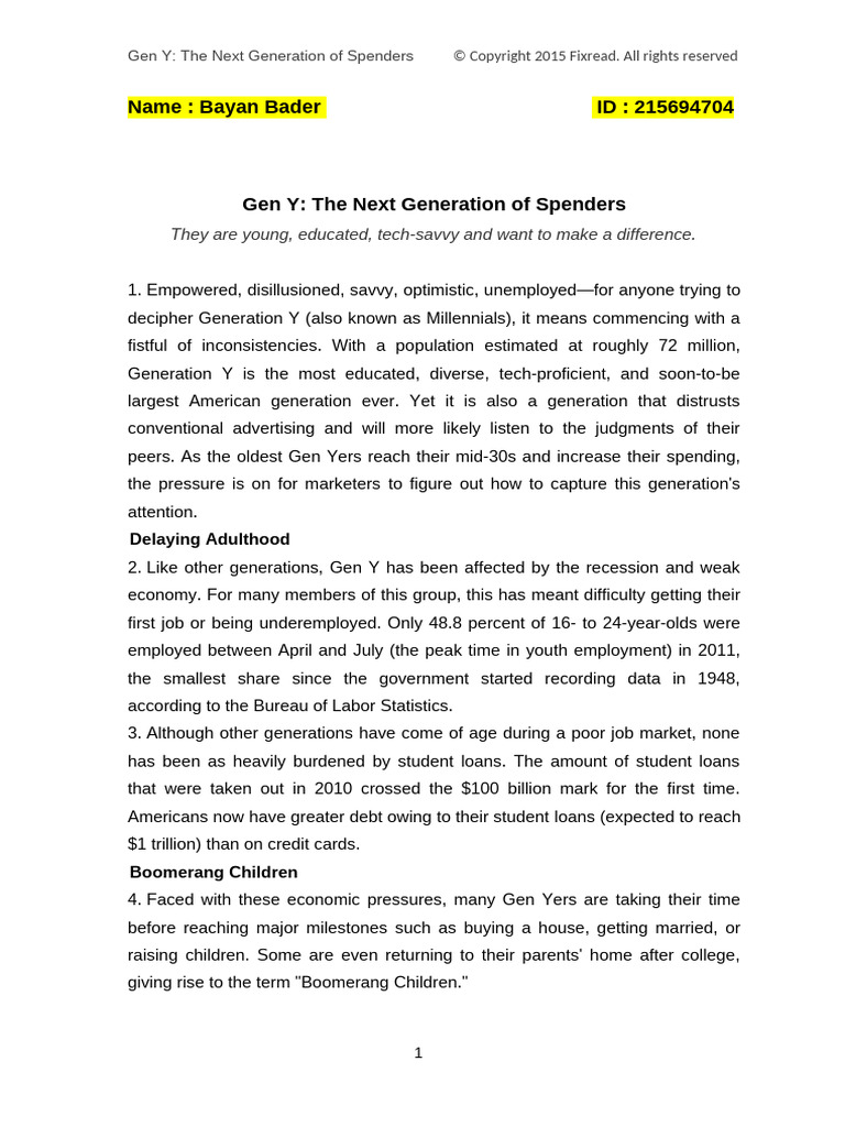 TIRGUL Gen Y Unrevised Text 1 | PDF | Millennials | Blog