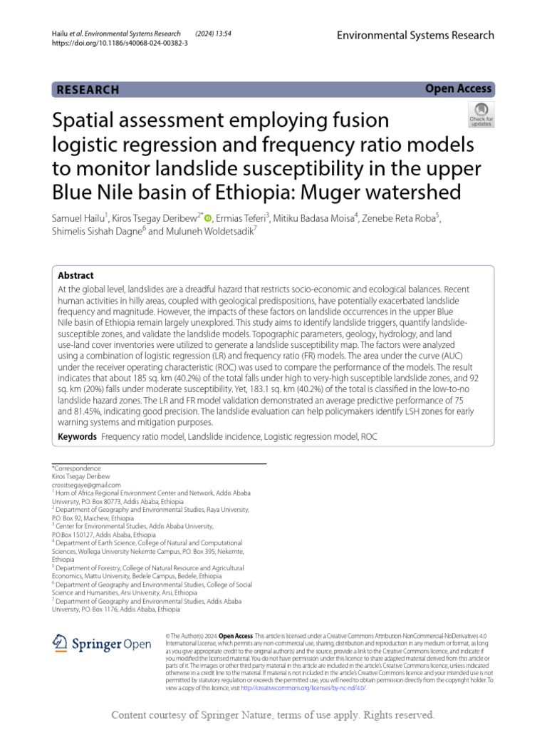 Spatial Assessment Employing Fusion Logistic Regre | PDF | Landslide ...