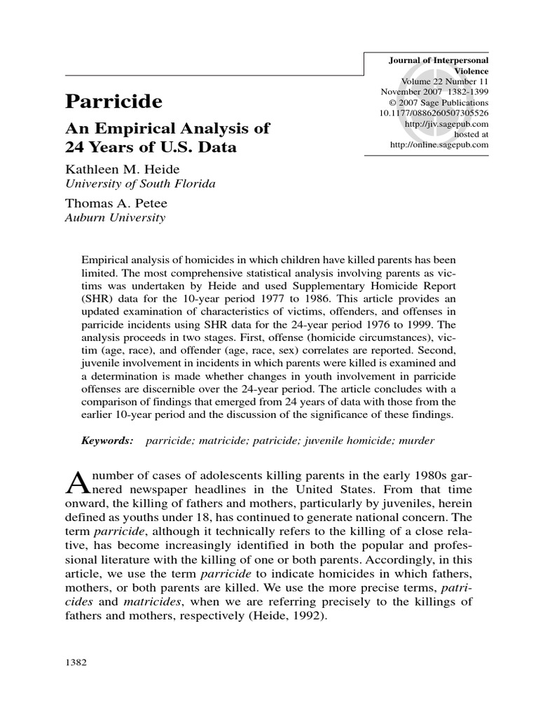 Parricide - An Empirical Analysis of 24 Years of U.S. Data (2007) | PDF ...