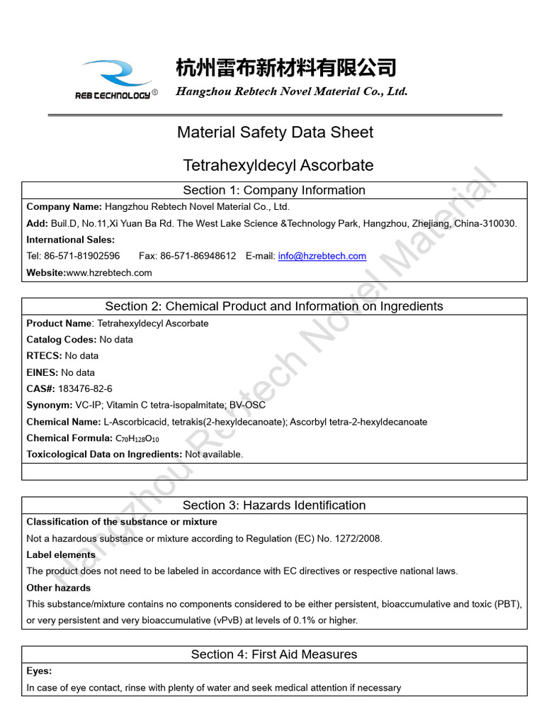 MSDS-THDA | PDF | Personal Protective Equipment | Carbon Dioxide