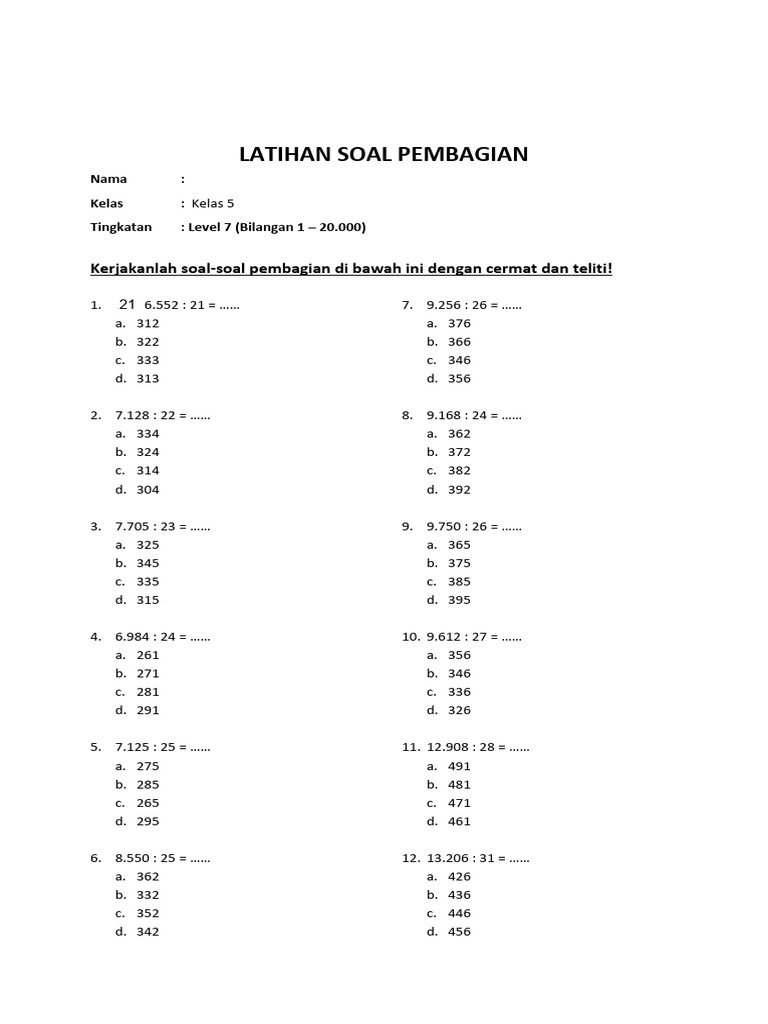 Soal Pembagian | PDF