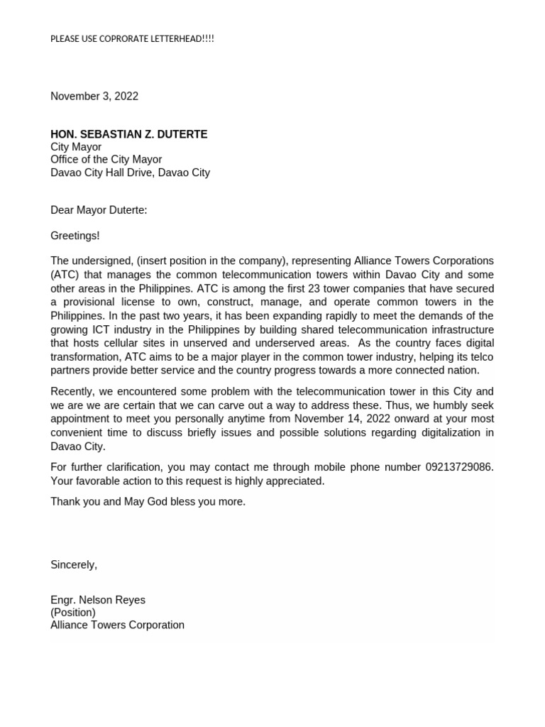Meeting Request from Alliance Towers | PDF