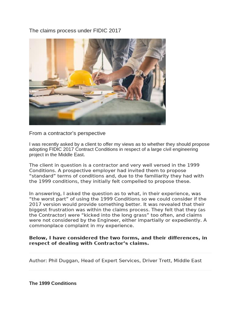 FIDIC 2017 - Claim Process | PDF | Adjudication | Business Law