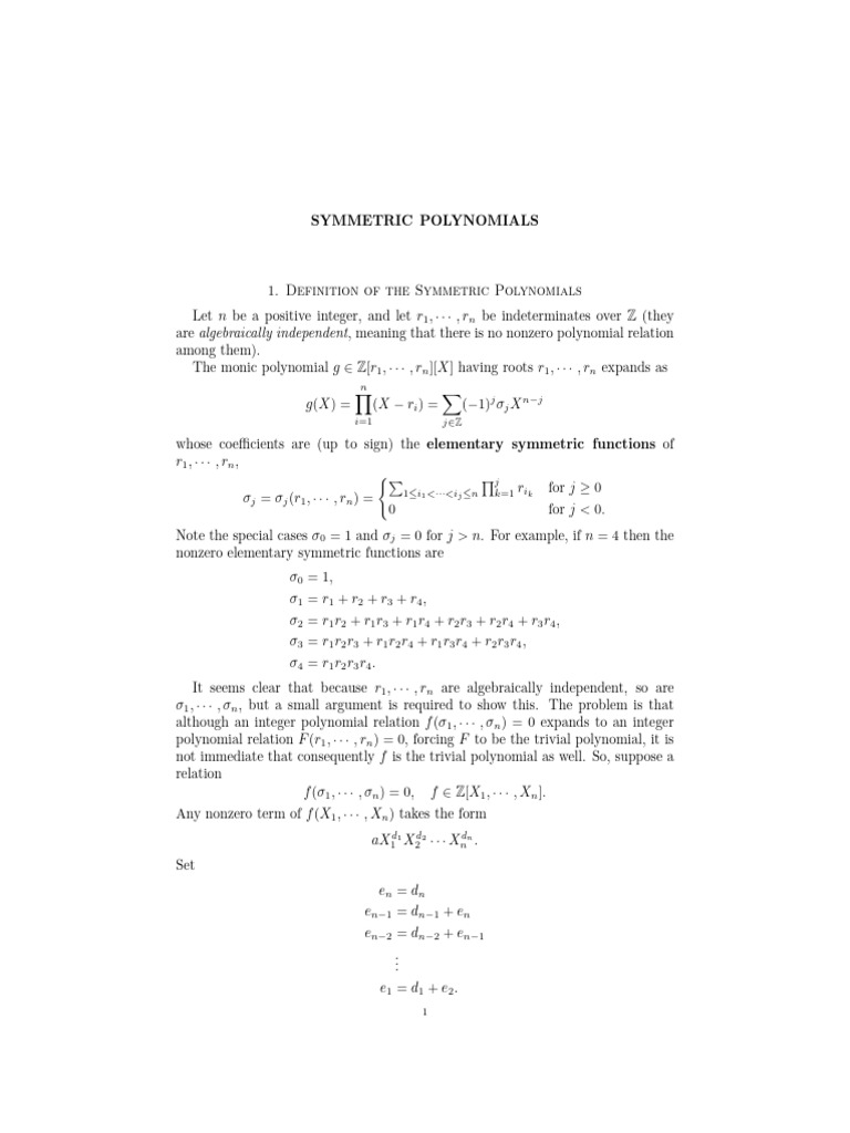 20sympoly | PDF | Polynomial | Mathematical Concepts