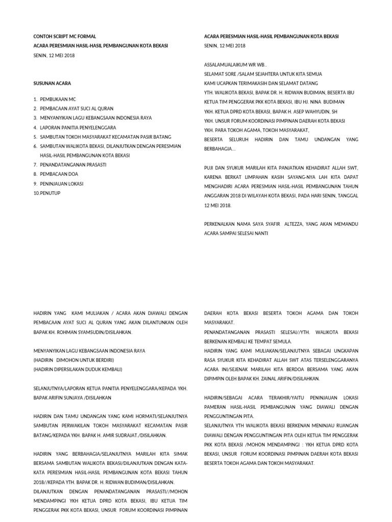 SCRIPT MC FORMAL 2022 REV | PDF