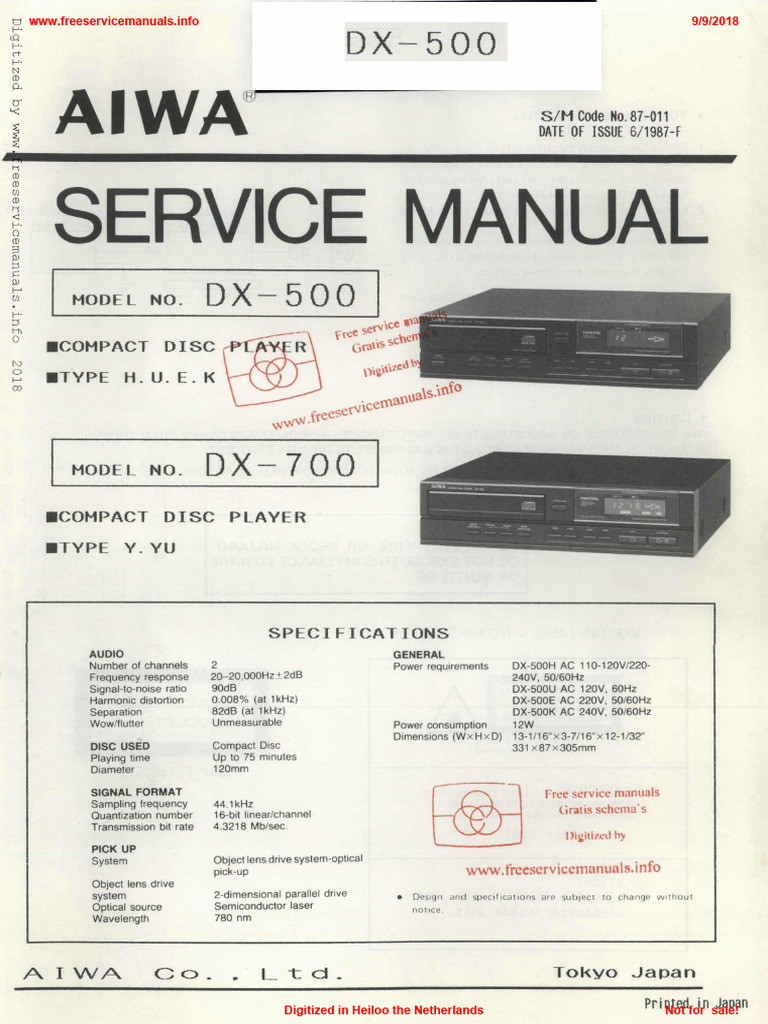 Aiwa DX and Sony DX500 Overview | PDF
