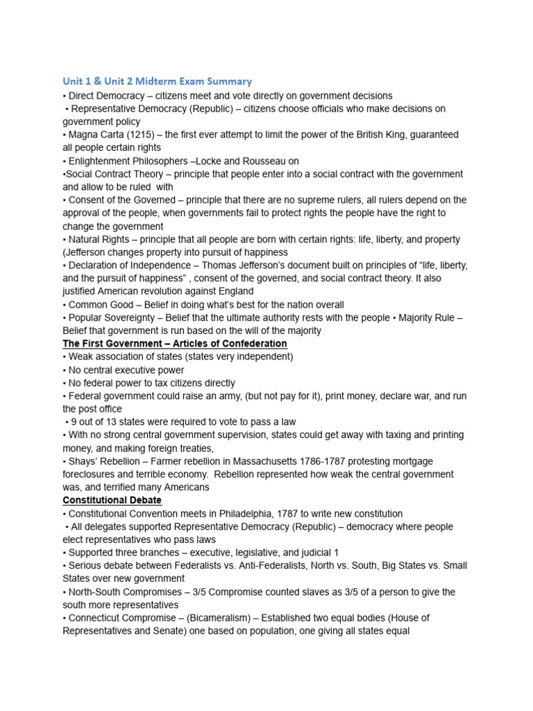 Study Guide AP Gov. Midterm Exam | PDF | American Government ...