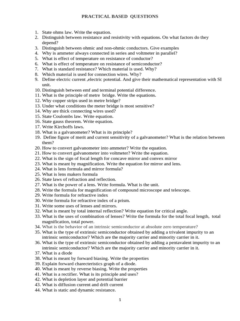 12 th Physics Practical VIVA questions | PDF | Semiconductors | Diode