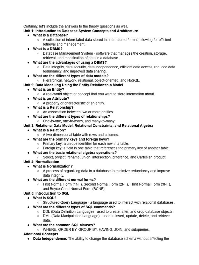 Dbms Q-A | PDF | Relational Model | Databases