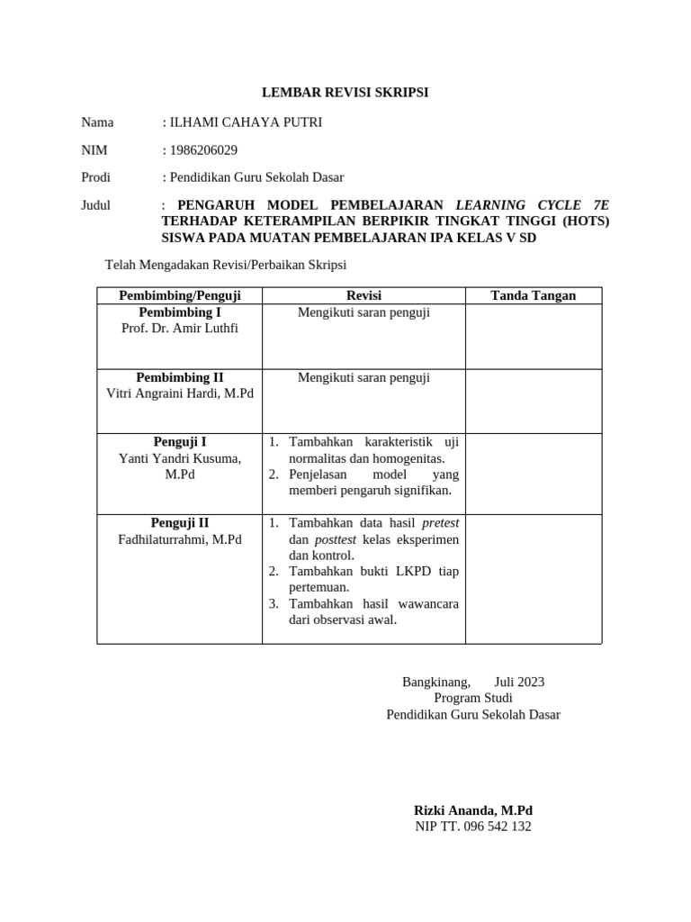 Format Revisi Skripsi | PDF