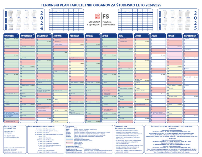 Terminski Plan Organov FS Za Stud. L. 2024 25 | PDF