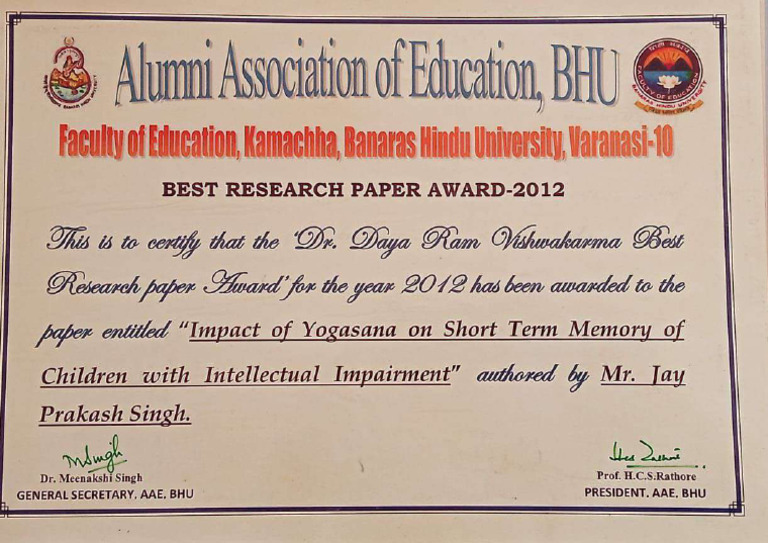 Best Research Paper Award 2012 | PDF