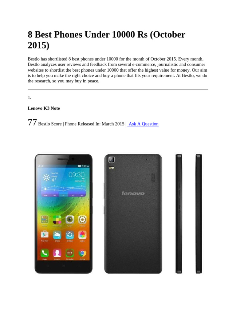 Best Phones Under 10000 Rs (2015) | PDF | Smartphone | Mobile Phones