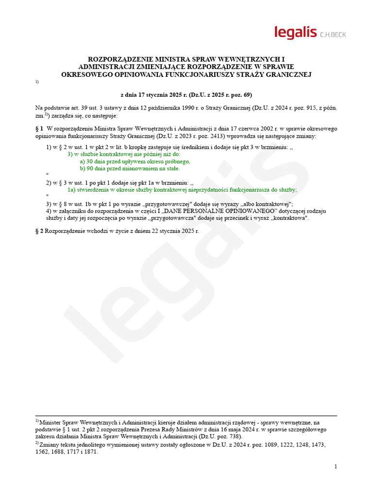 Zm-rozp-Straż-Graniczna-okresowe-opiniowanie-funkcjonariuszy | PDF