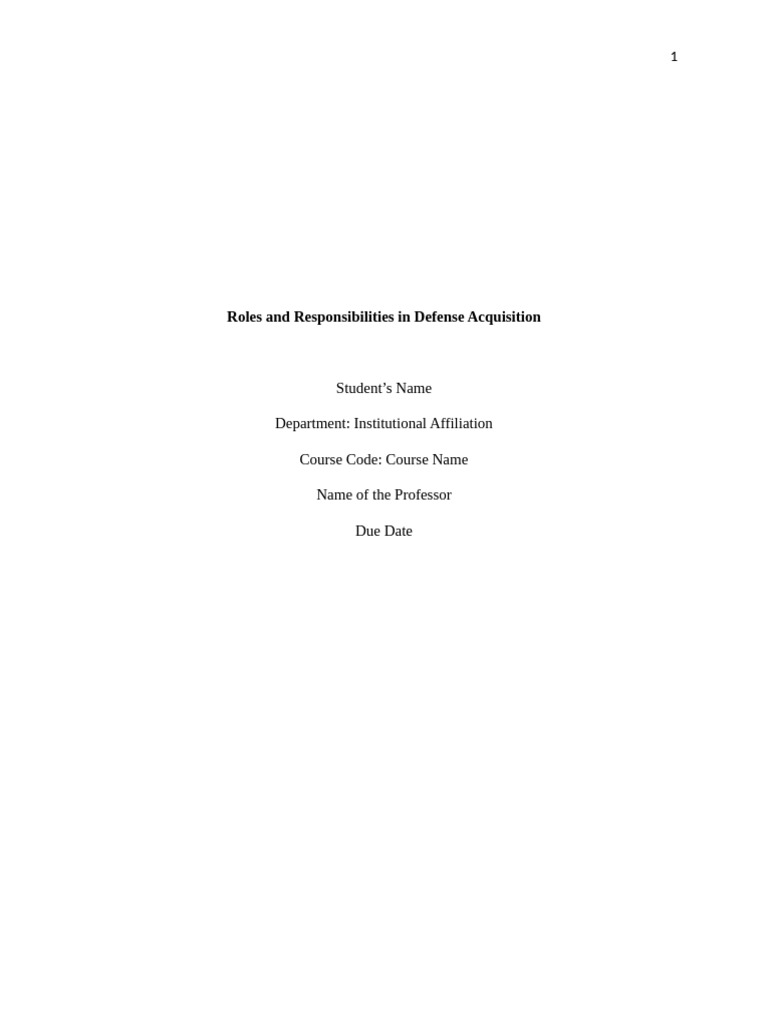 Defense Acquisition Roles Explained | PDF | United States Department Of ...
