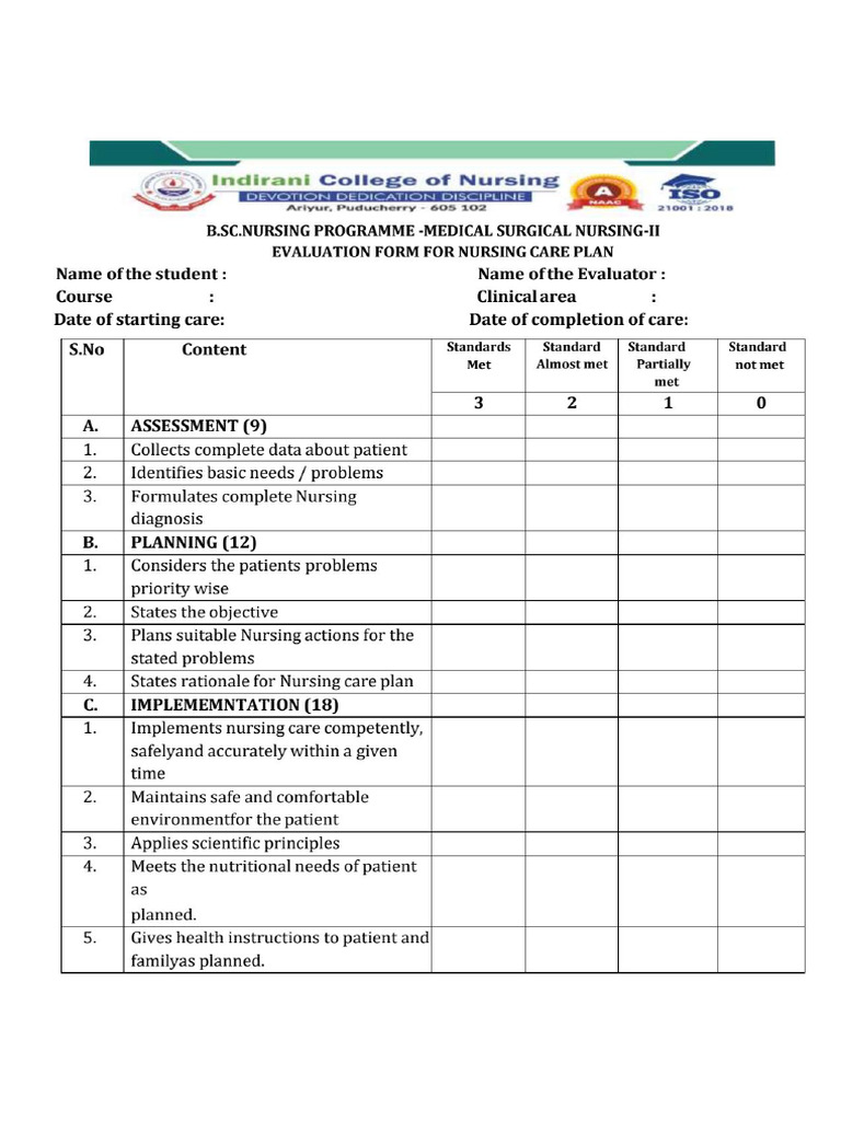 Evaluation Forms MSN II | PDF