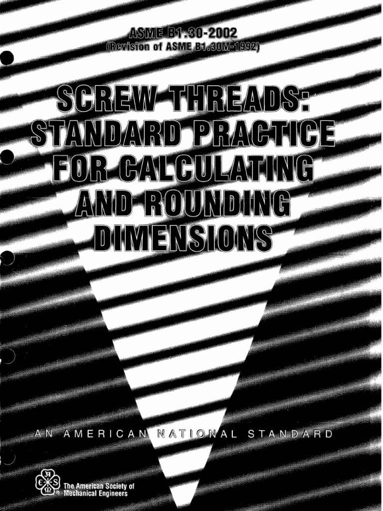 ASME B1.30 Screw Threads Standard Practice For Calculating and Rounding Dimensions | PDF | Screw ...