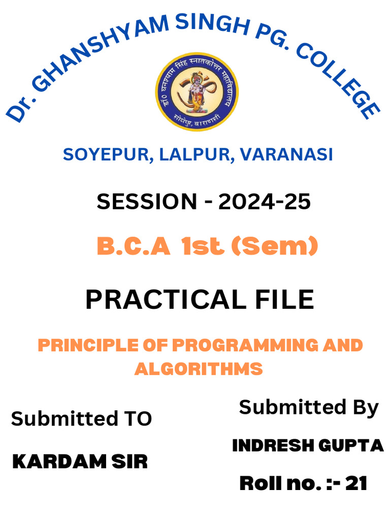 BCA 1st Sem Programming Practical File | PDF