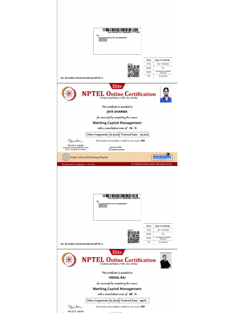 1 2 3 1-NPTEL-Certificate-Sample | PDF
