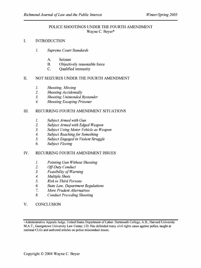 Police Shootings Under The Fourth Amendment | PDF | Qualified Immunity ...