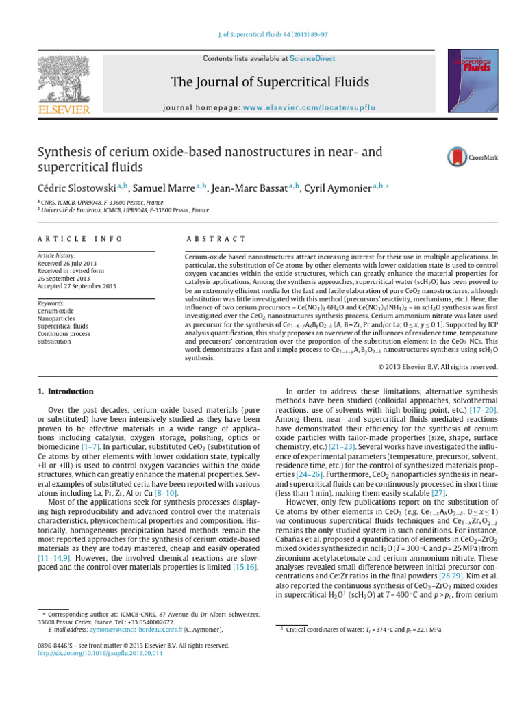 Synthesis of Cerium Oxide-Based Nanostructures in Near - and ...