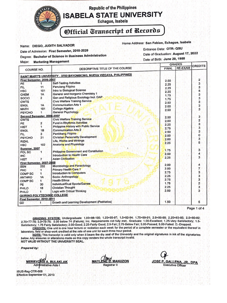 Transcript of Records | PDF