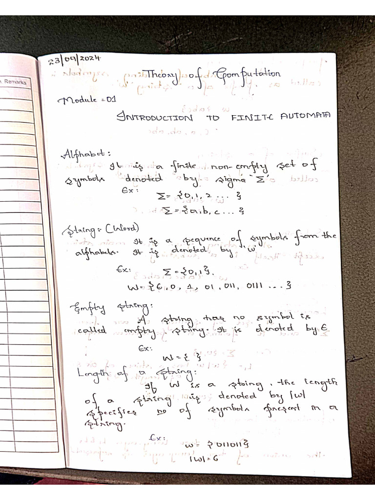 Toc Complete Notes Untill 4 Nov | PDF