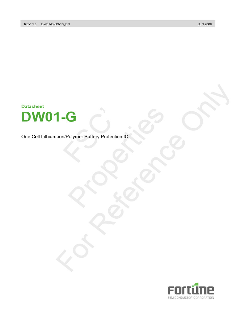 DW01-G-DS-10_EN | PDF | Lithium Ion Battery | Mosfet