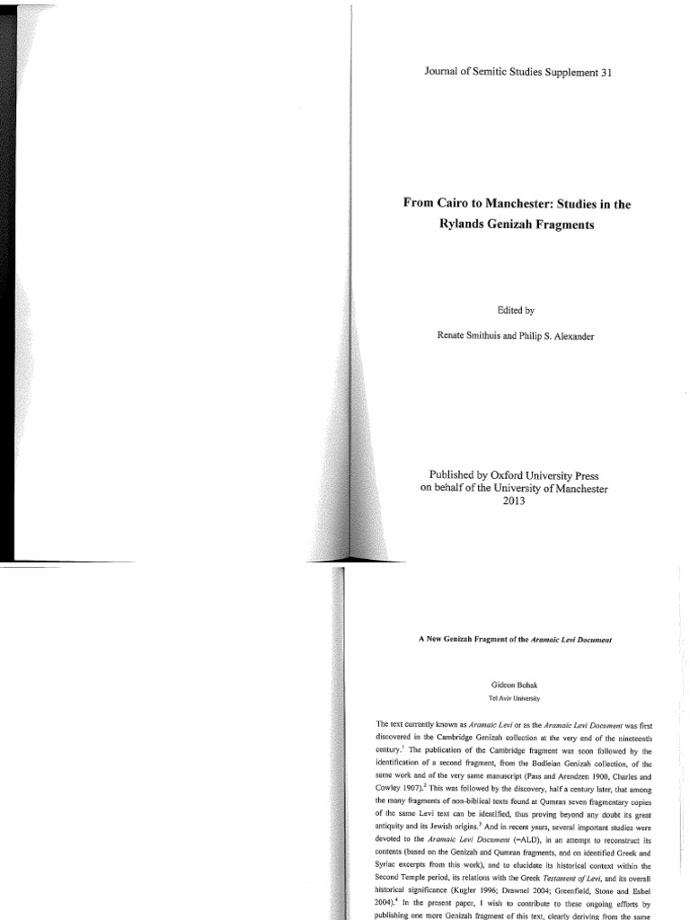 Bohak, A New Genizah Fragment of Aramaic Levi (Eng) | PDF