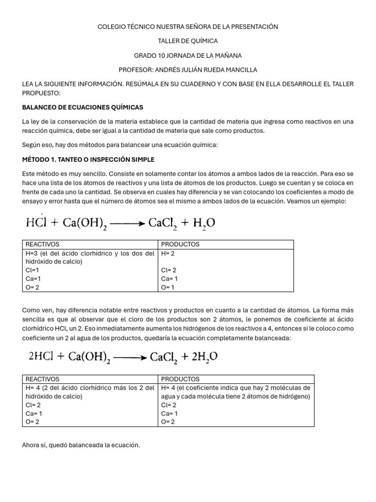 BALANCEO DE ECUACIONES QUIMICA | PDF | Redox | Moléculas