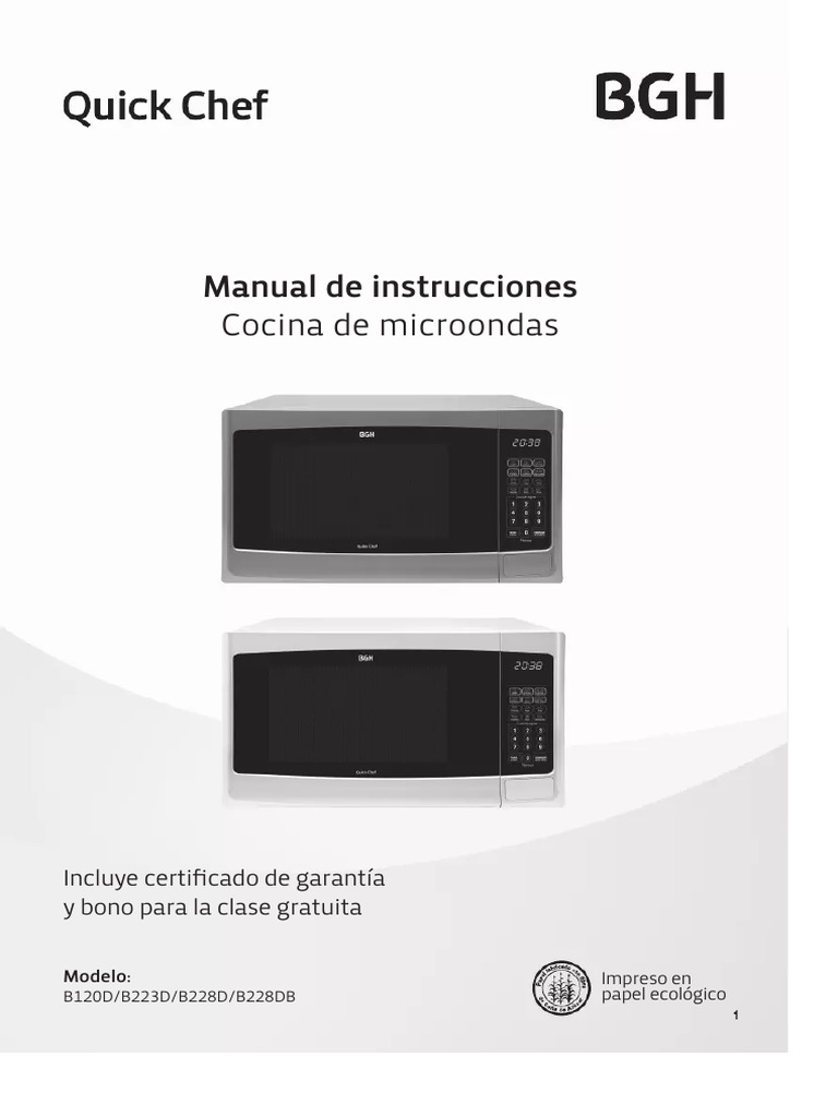Manual de Usuario BGH Quick Chef B228D | PDF