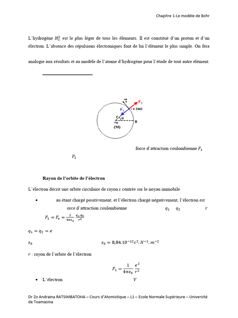 Modèle de Bohr en Atomistique | PDF | Spectre électromagnétique | Atomes