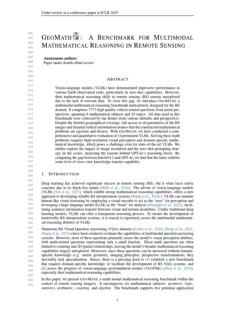 Geomath A Benchmark For Multimodal Mathematical Reasoning in Remote ...
