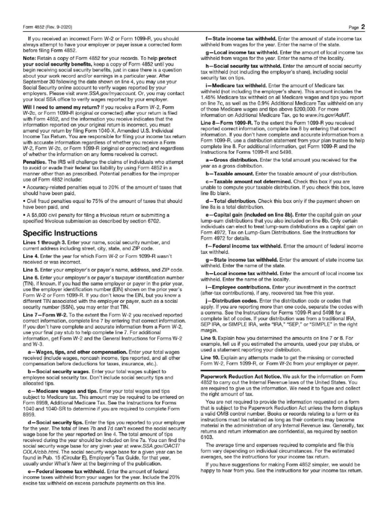 Form 4852 Jimmy Page 02 | PDF