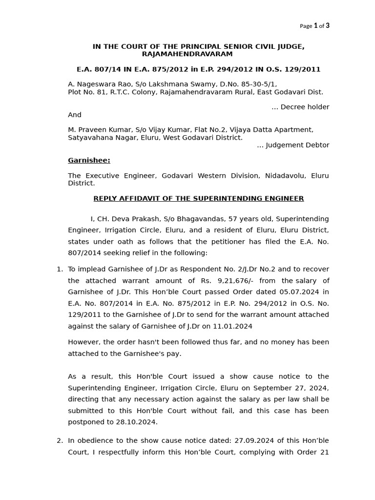 Counter Affidavit by SE IC ELR | PDF | Justice | Crime & Violence