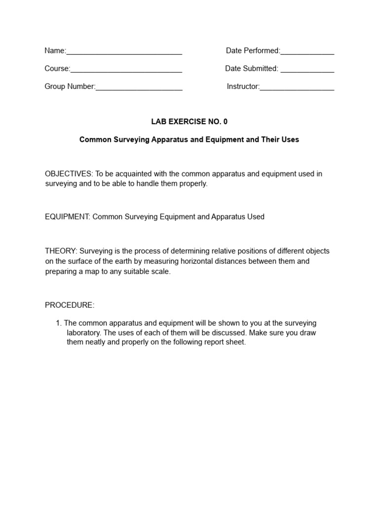 LAB EXERCISE 0 | PDF | Surveying | Geographical Technology