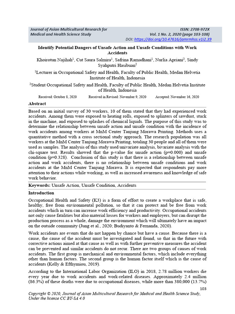 Identify Potential Dangers of Unsafe Action and Un | PDF | Occupational ...