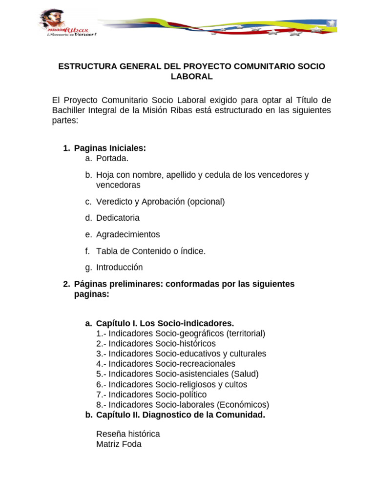 Estructura del Proyecto Misión Ribas | PDF