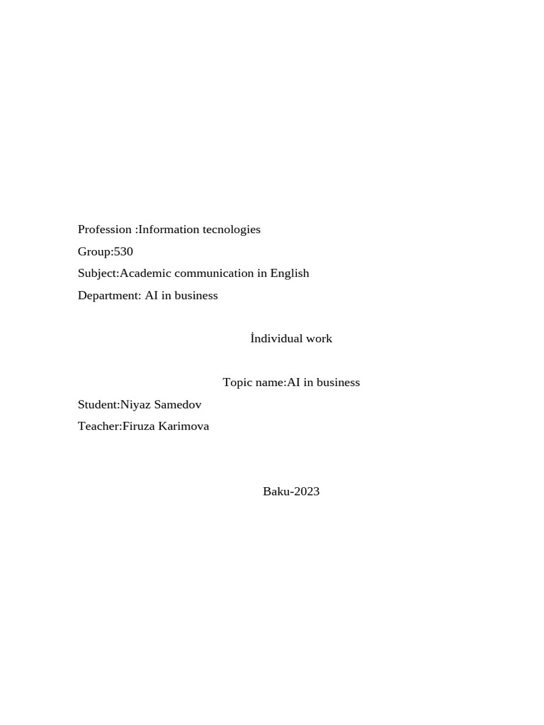 Ai in Business | PDF