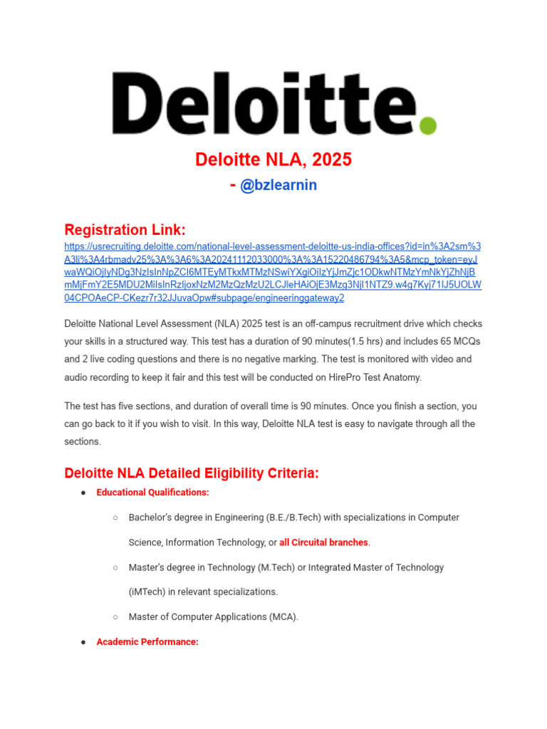 Deloitte NLA, 2025 | PDF | Qualifications | Engineering
