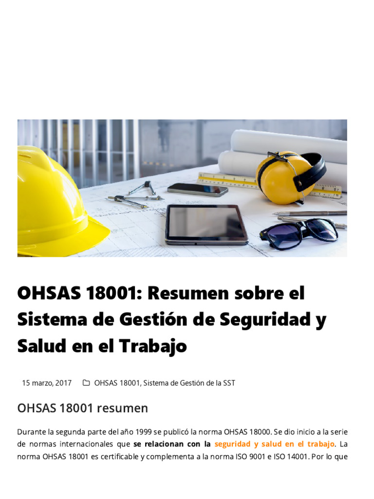 OHSAS 18001 Resumen Sobre El Sistema de Gestión de SST | PDF