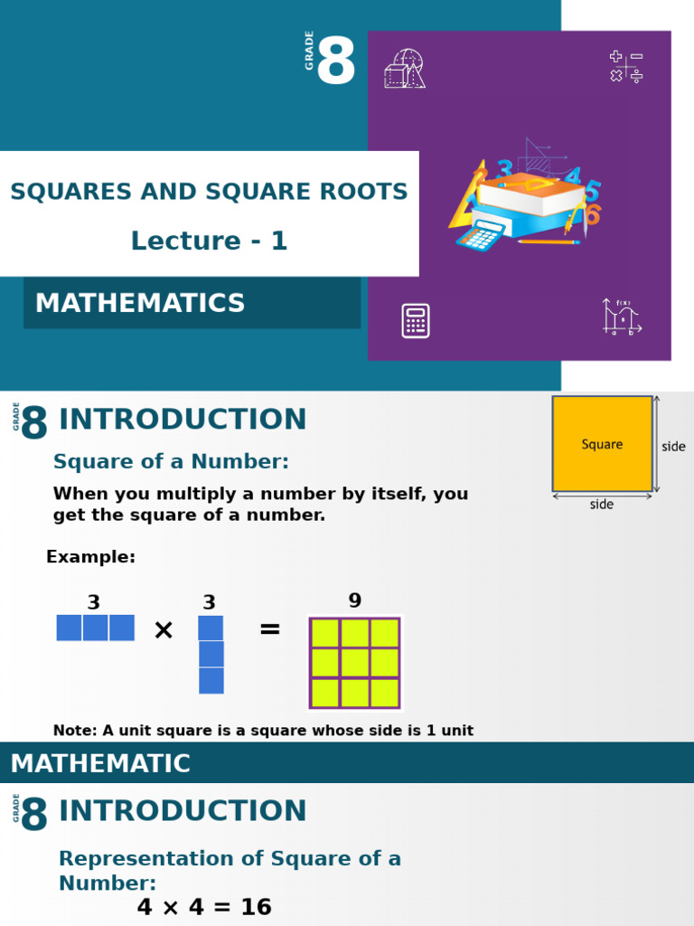 Understanding Squares and Square Roots | PDF | Numbers | Arithmetic