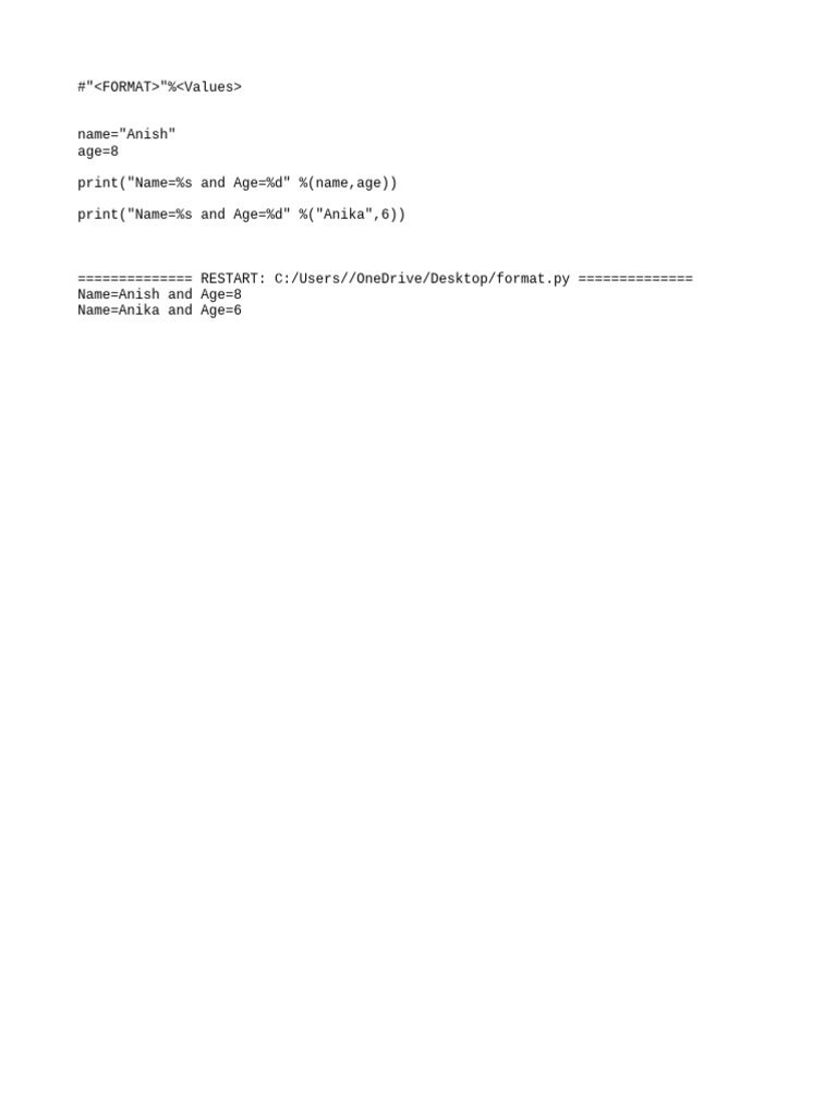 Python String Formatting Example | PDF