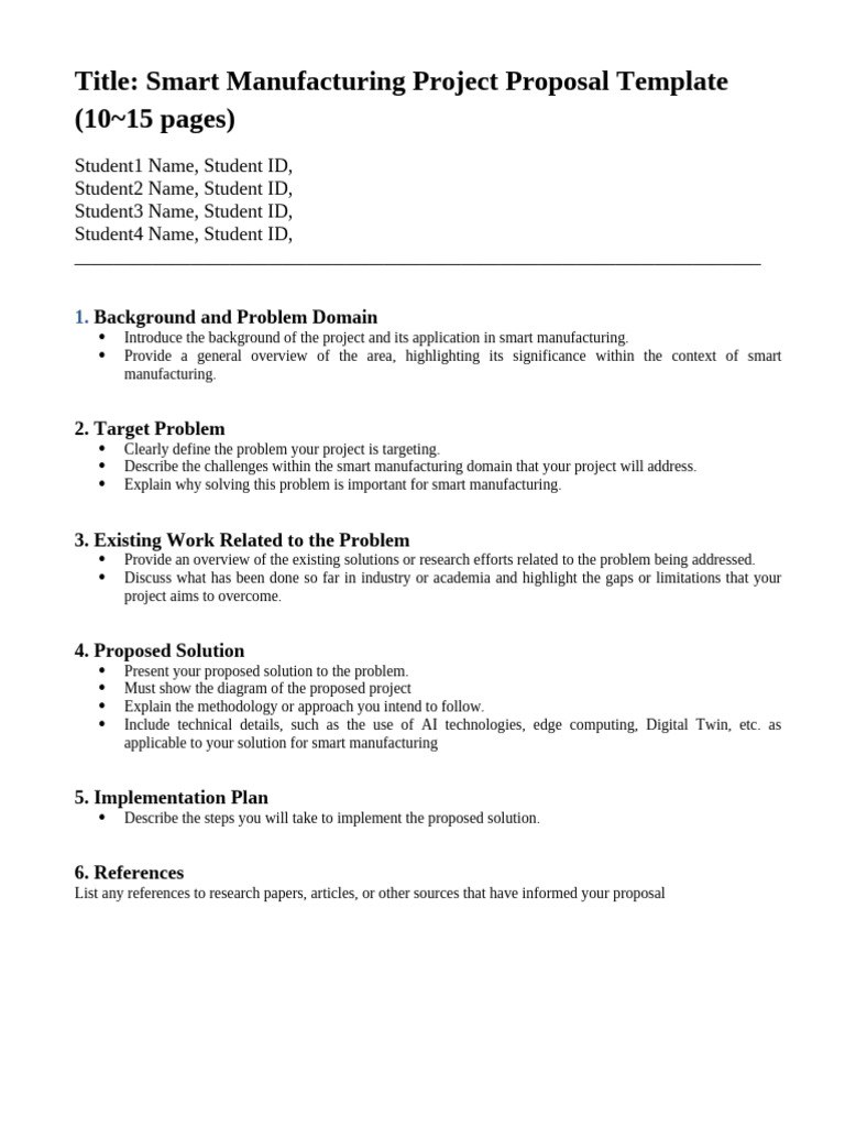 Smart Manufacturing Project Proposal Template | PDF | Internet Of ...