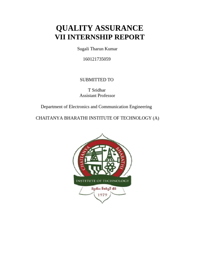 7 Sem Internship Report | PDF | Quality Assurance | Computing