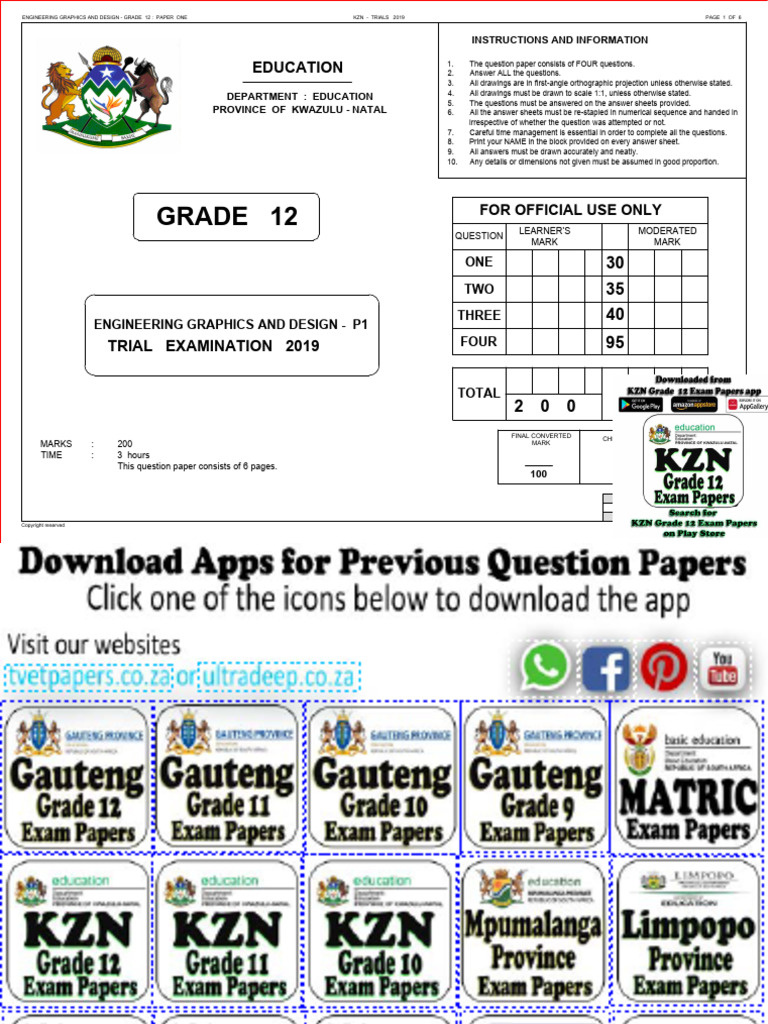 EGD trial p1 question paper A3 | PDF | Technical Drawing | Door