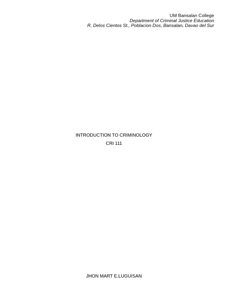 Criminology Research Paper | PDF | Crimes | Crime & Violence