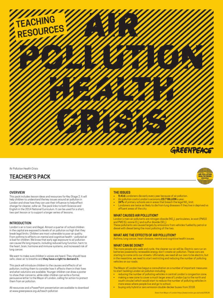 Air Pollution Teachers Pack | PDF | Air Pollution | Particulates
