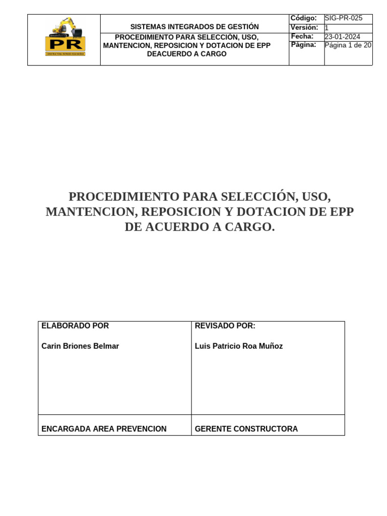 Pts Seleccion, Adquisicion y Uso Epp | PDF